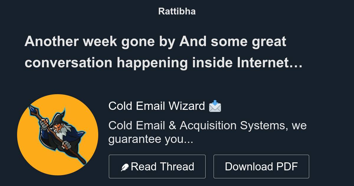 Another week gone by And some great conversation happening inside ...