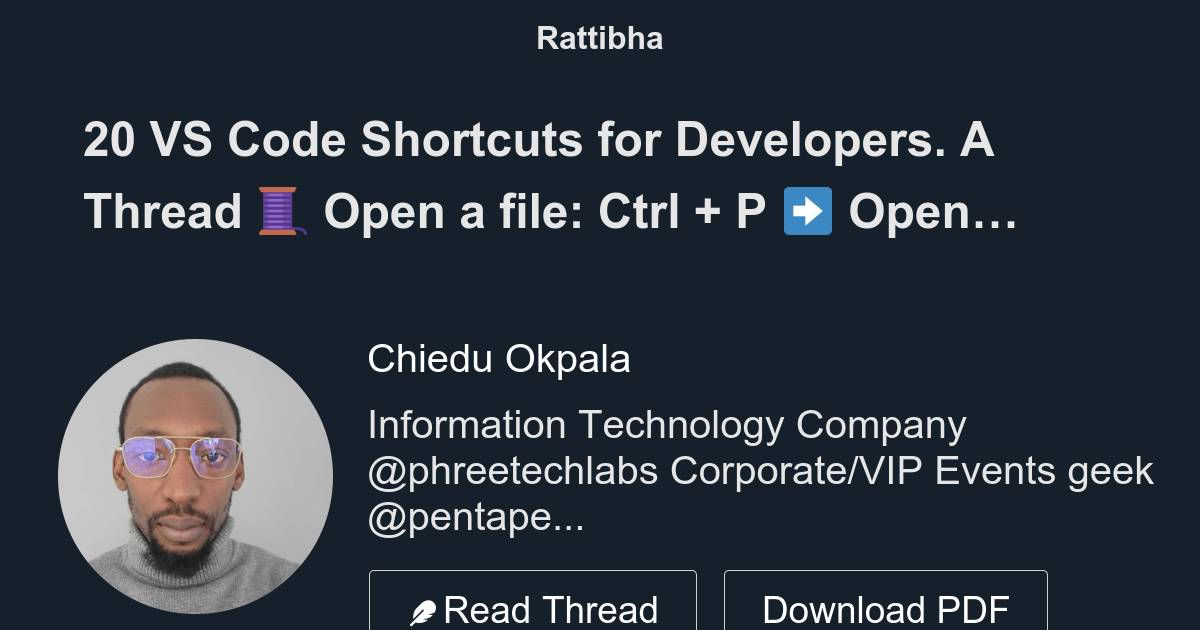 20 VS Code Shortcuts for Developers. A Thread 🧵 - Thread from Chiedu ...