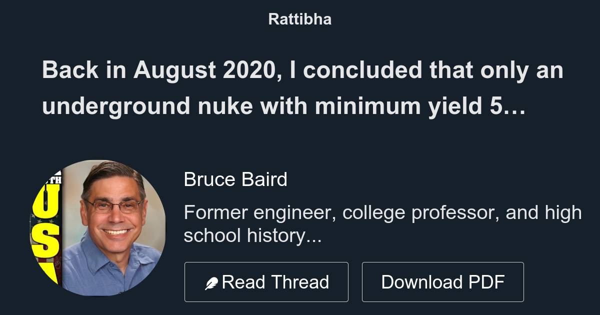 Back in August 2020, I concluded that only an underground nuke with ...