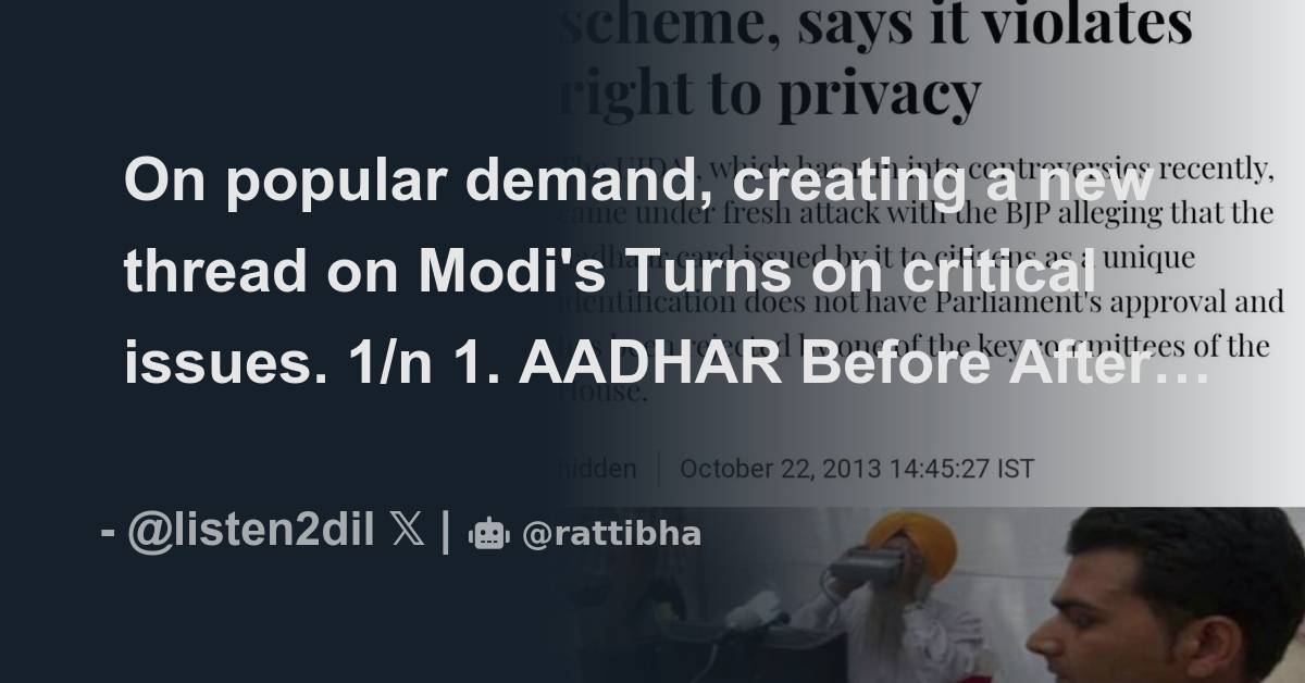 On popular demand, creating a new thread on Modi's Turns on critical ...