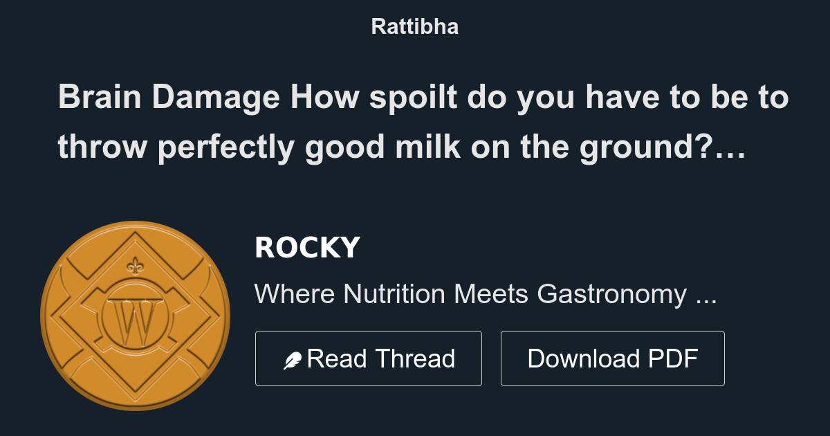 Brain Damage - Thread from 𝗥𝗢𝗖𝗞𝗬 @TheWarKitchen - Rattibha