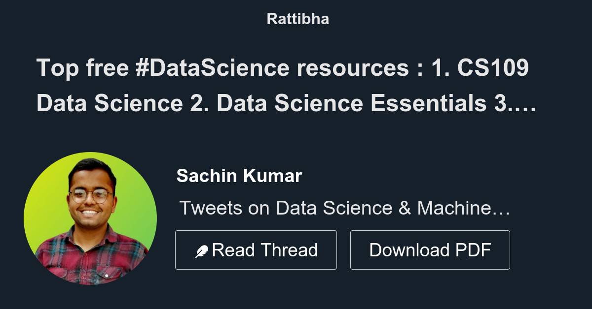 Top free #DataScience resources : 1. CS109 Data Science https://t.co ...