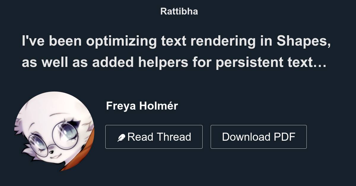 I've been optimizing text rendering in Shapes, as well as added helpers for persistent text ...