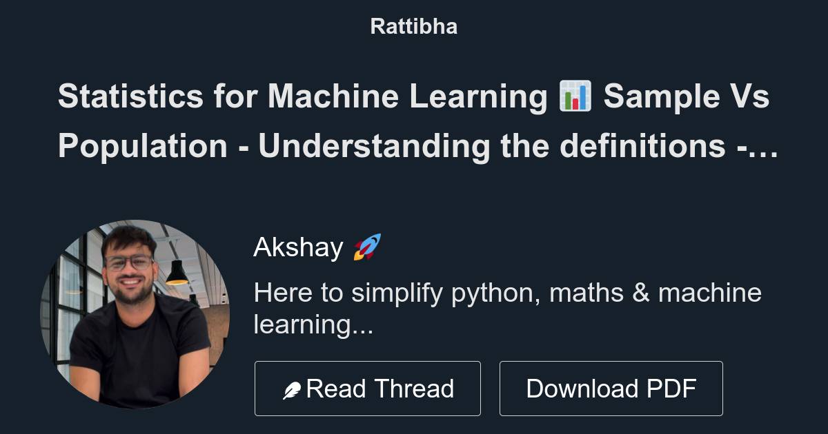 Statistics for Machine Learning 📊 Sample Vs Population - Understanding ...