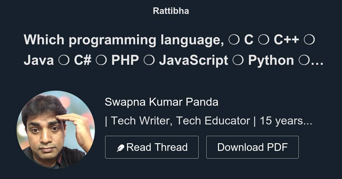 Which programming language, C C++ Java C# PHP JavaScript Python Rust Dart - المسلسل من Swapna ...
