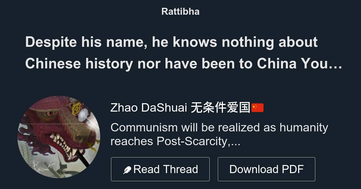 Despite his name, he knows nothing about Chinese history nor have been to China You cannot find ...