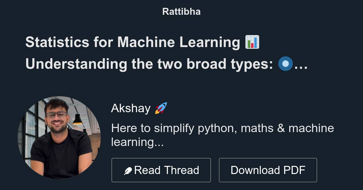Statistics for Machine Learning 📊 Understanding the two broad types: 🔘 ...