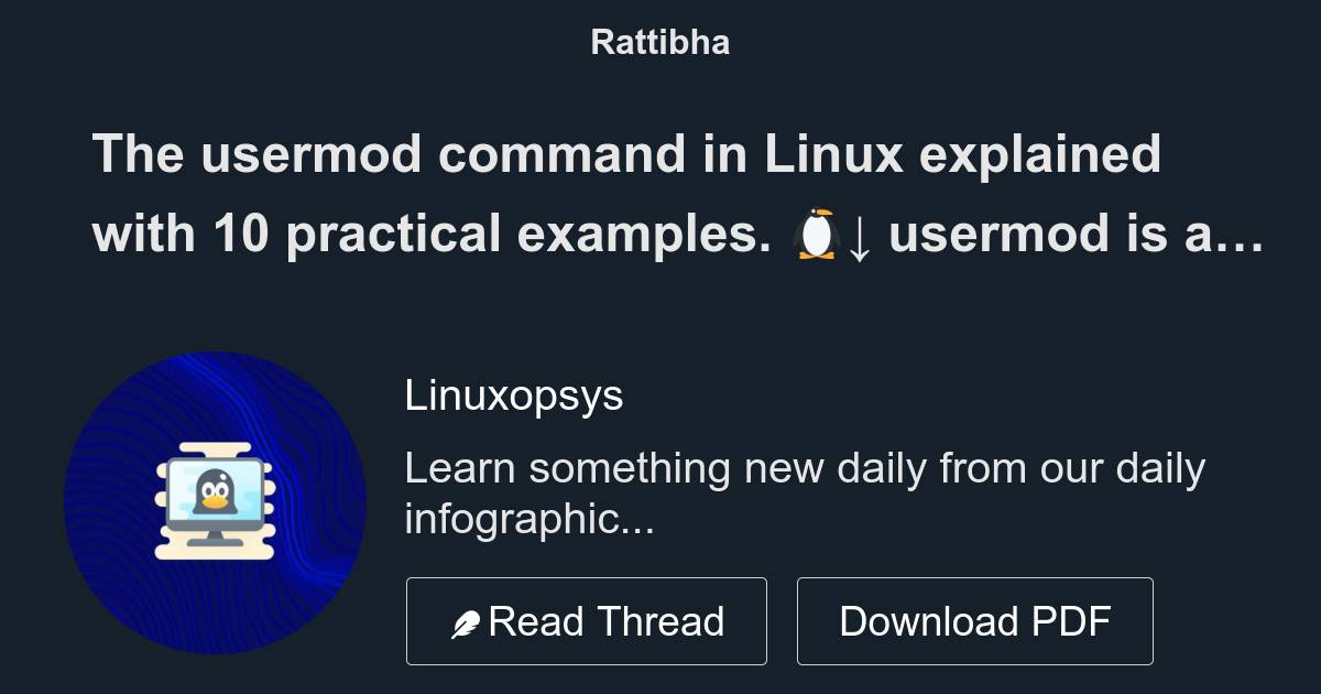 The usermod command in Linux explained with 10 practical examples. 🐧↓ ...