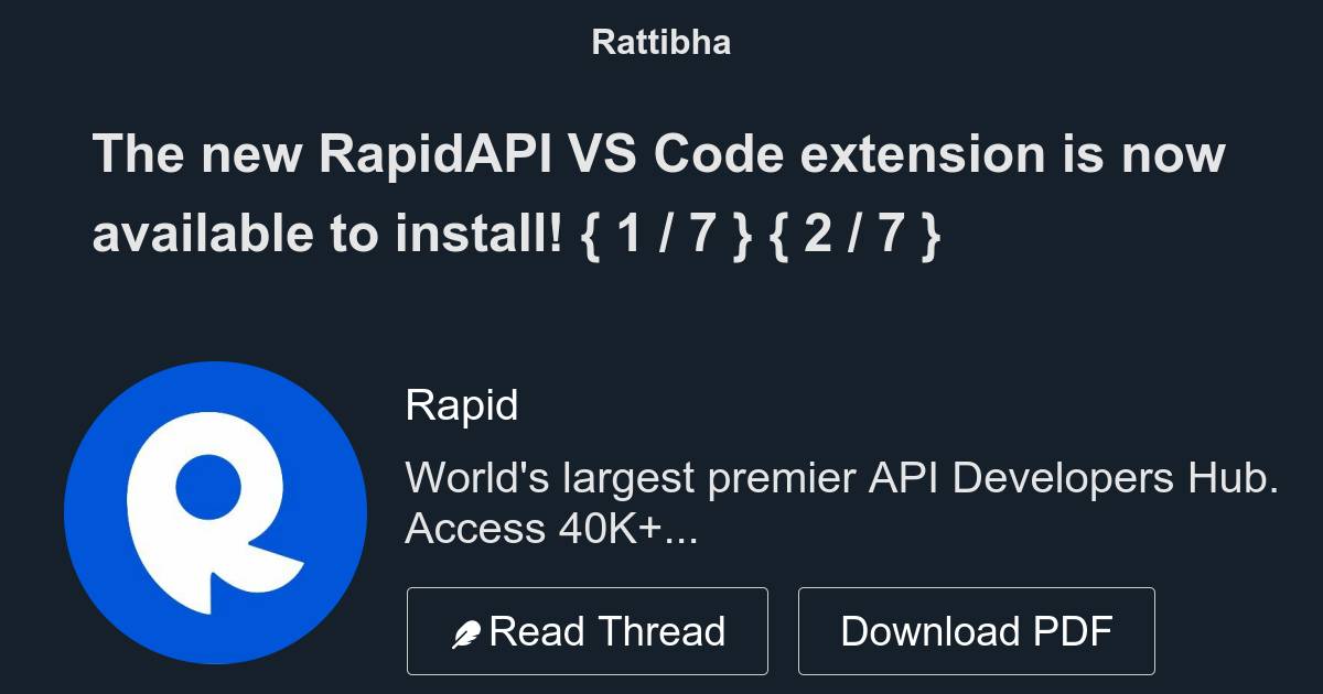 The new RapidAPI VS Code extension is now available to install! { 1 / 7 } - المسلسل من Rapid ...