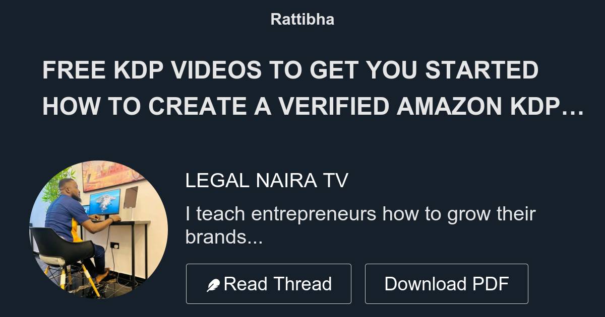 FREE KDP VIDEOS TO GET YOU STARTED HOW TO CREATE A VERIFIED AMAZON KDP ...