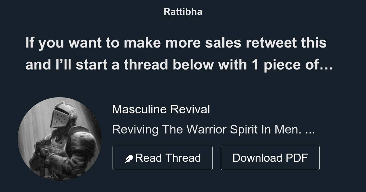 If you want to make more sales retweet this and I’ll start a thread ...