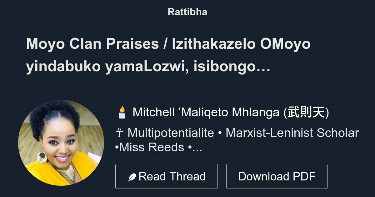 Moyo Clan Praises / Izithakazelo OMoyo yindabuko yamaLozwi, isibongo ...