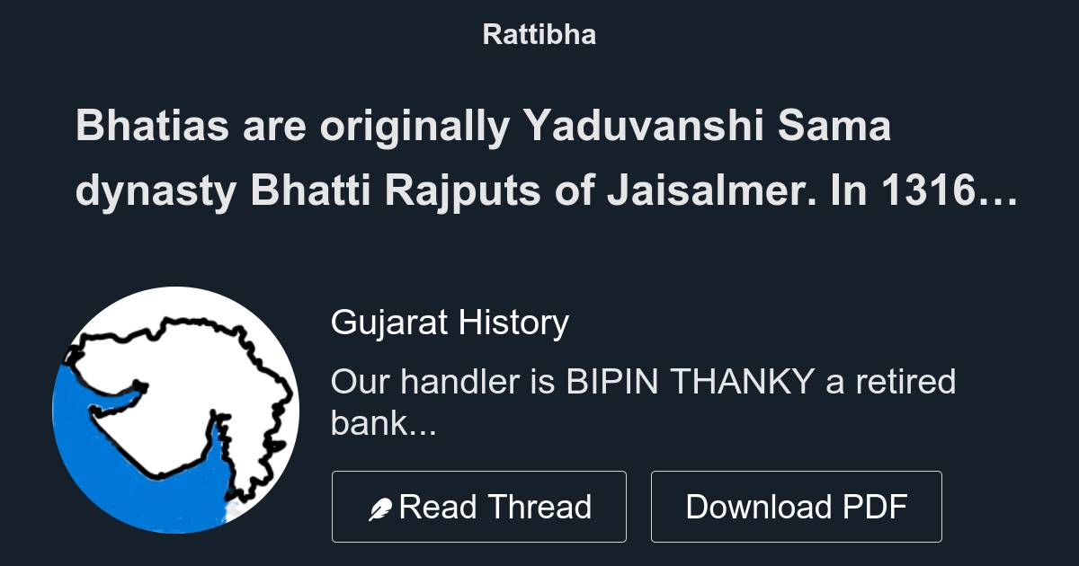 Bhatias are originally Yaduvanshi Sama dynasty Bhatti Rajputs of ...