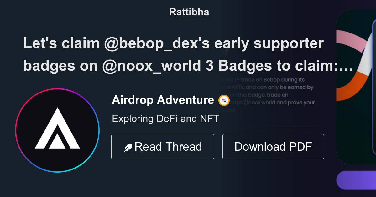 Let's claim @bebop_dex's early supporter badges on @noox_world 3 Badges to claim: 1️⃣ Bebop ...