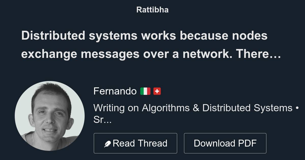 Distributed systems works because nodes exchange messages over a ...