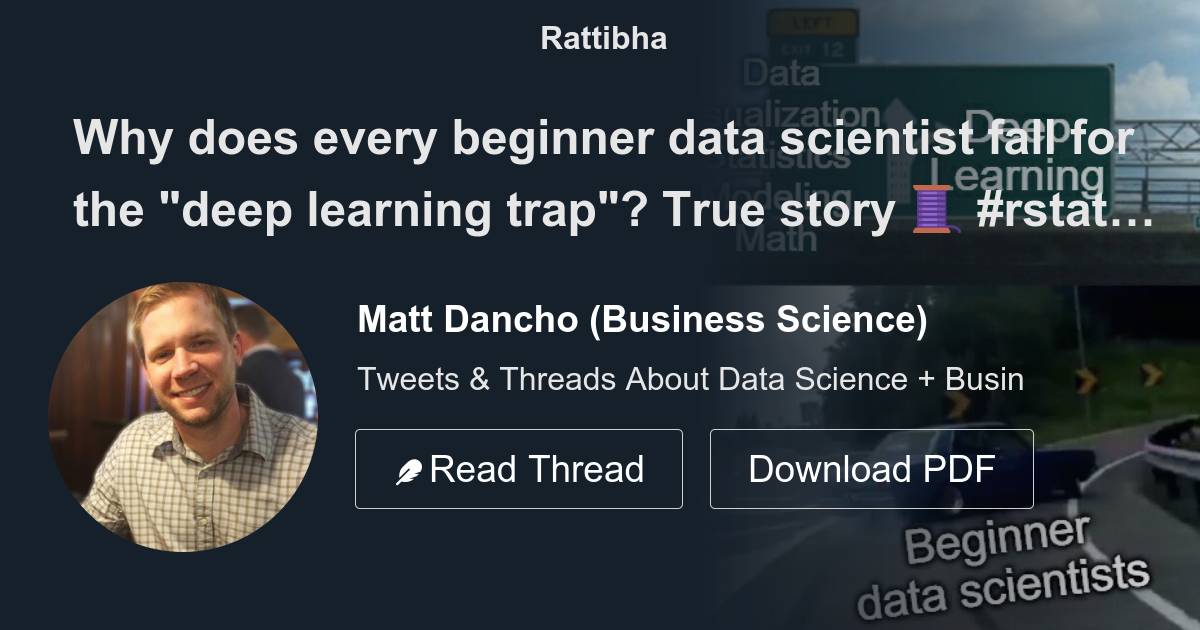 Why does every beginner data scientist fall for the "deep learning trap"? True story 🧵 #rstats # ...
