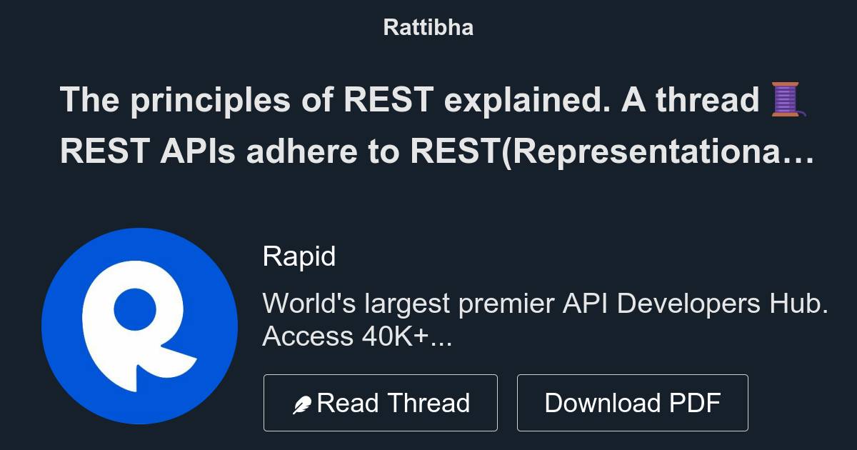 The principles of REST explained. A thread 🧵 - Thread from Rapid @Rapid ...