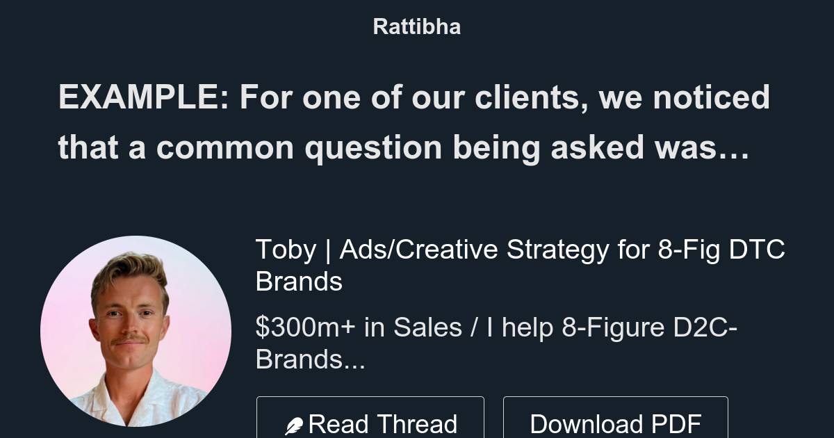 EXAMPLE: For one of our clients, we noticed that a common question ...