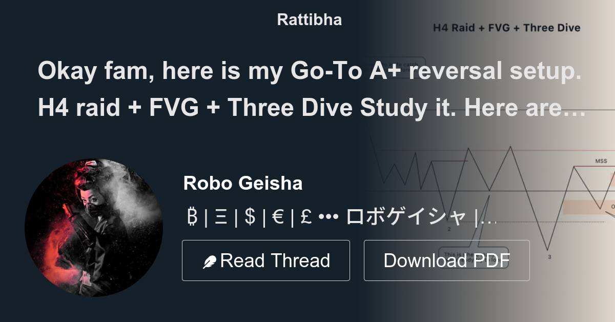 Okay fam, here is my Go-To A+ reversal setup. H4 raid + FVG + Three ...