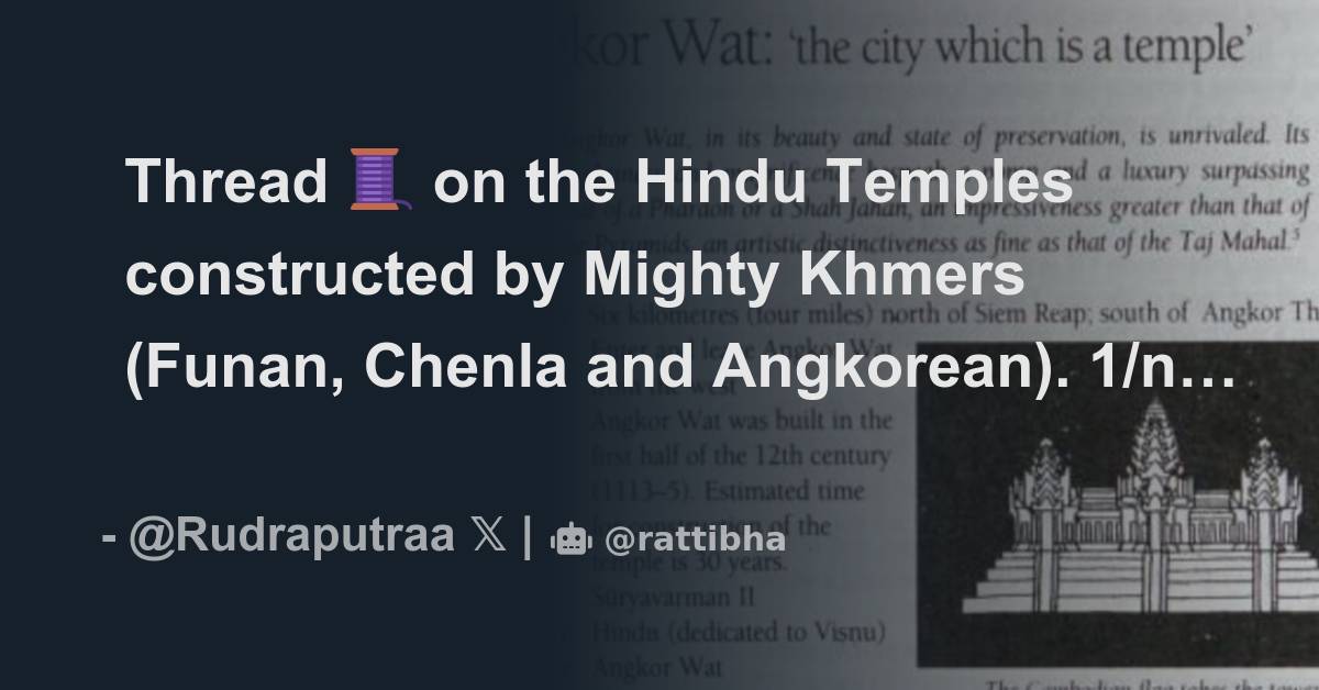 Thread 🧵 on the Hindu Temples constructed by Mighty Khmers (Funan, Chenla and Angkorean). 1/n 1 ...