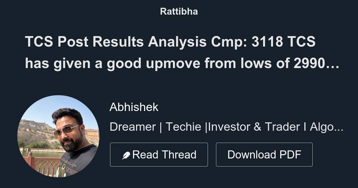 TCS Post Results Analysis Cmp: 3118 TCS has given a good upmove from ...