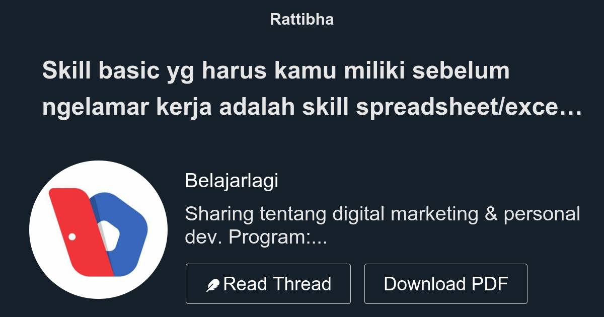 Skill basic yg harus kamu miliki sebelum ngelamar kerja adalah skill ...