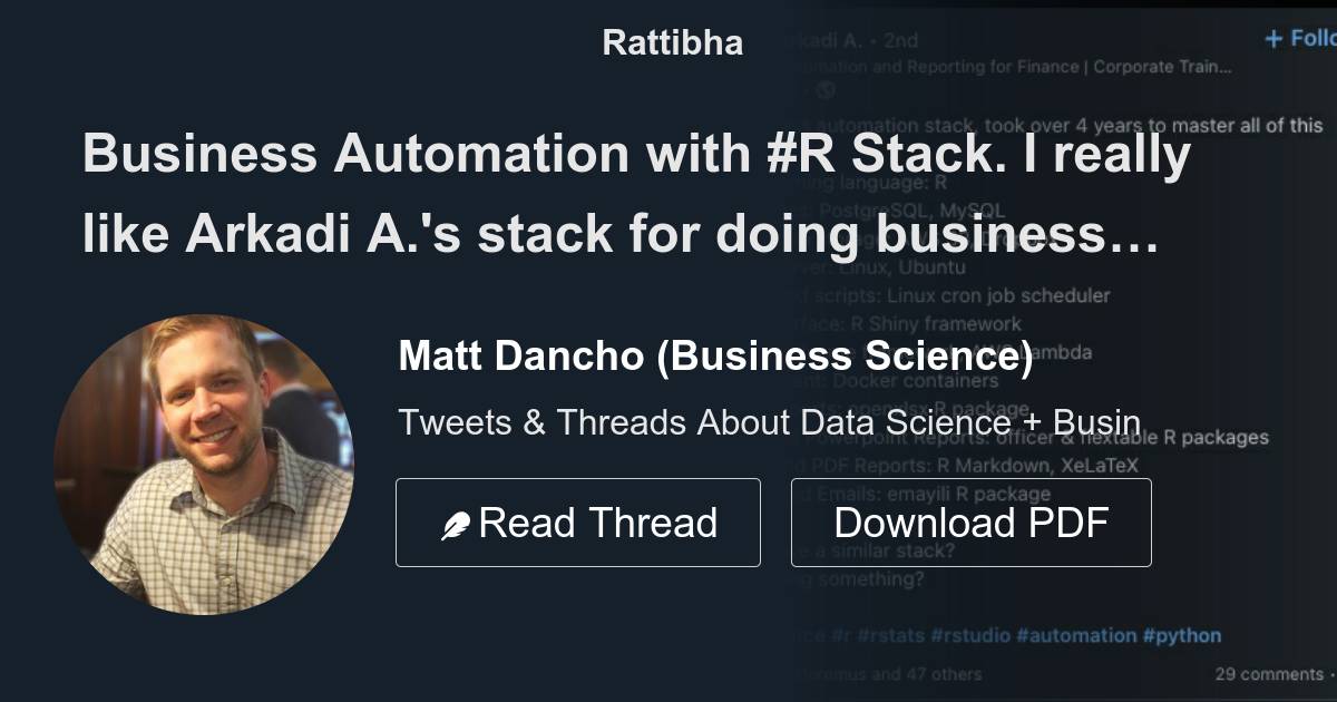 Business Automation with #R Stack. I really like Arkadi A.'s stack for ...