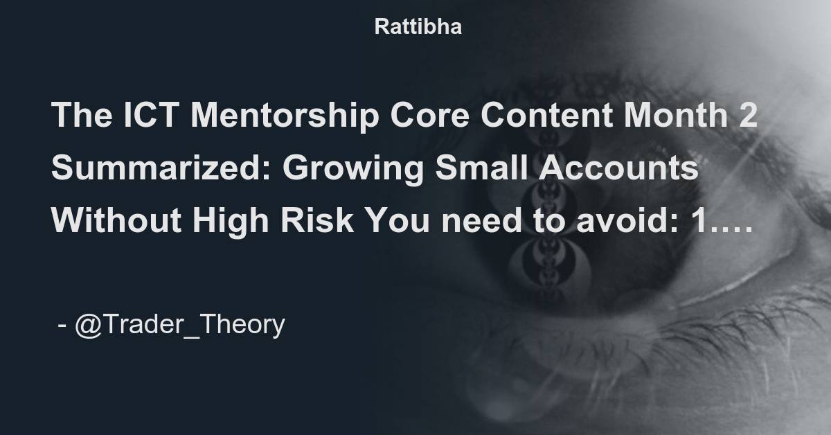 The ICT Mentorship Core Content Month 2 Summarized: - Thread from Trader Theory @Trader_Theory ...
