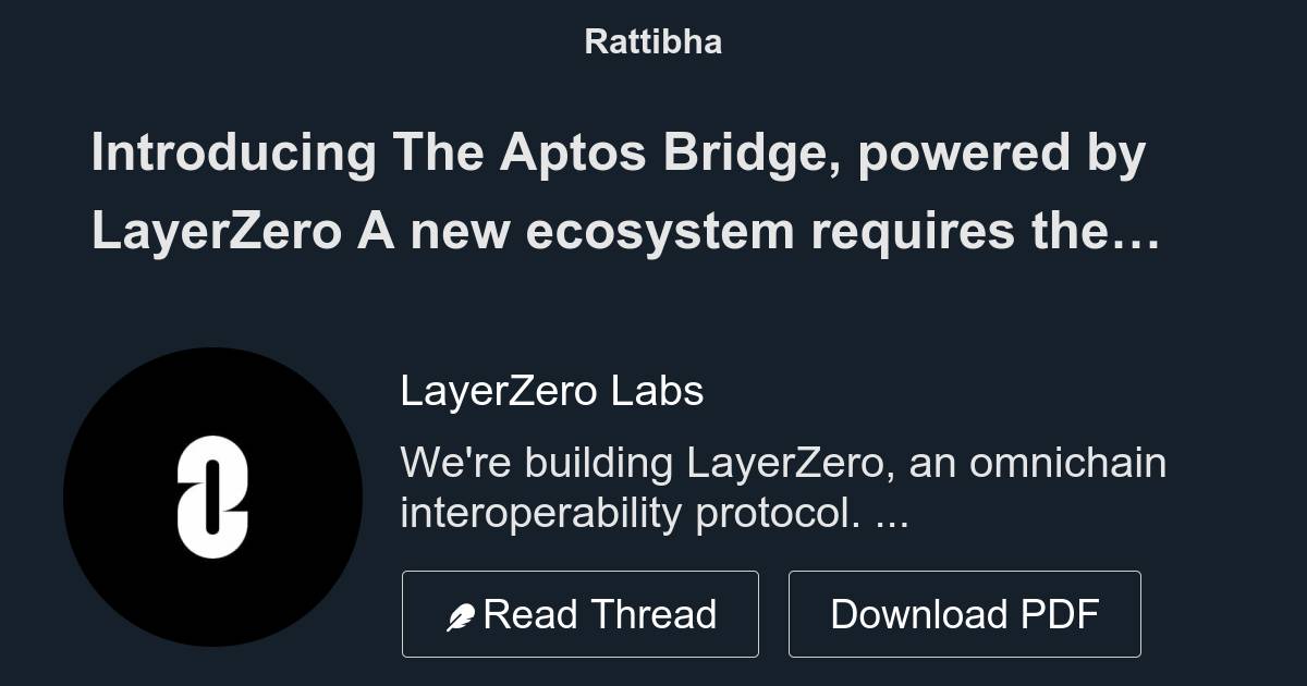 Introducing The Aptos Bridge, powered by LayerZero - المسلسل من LayerZero Labs @LayerZero_Labs ...