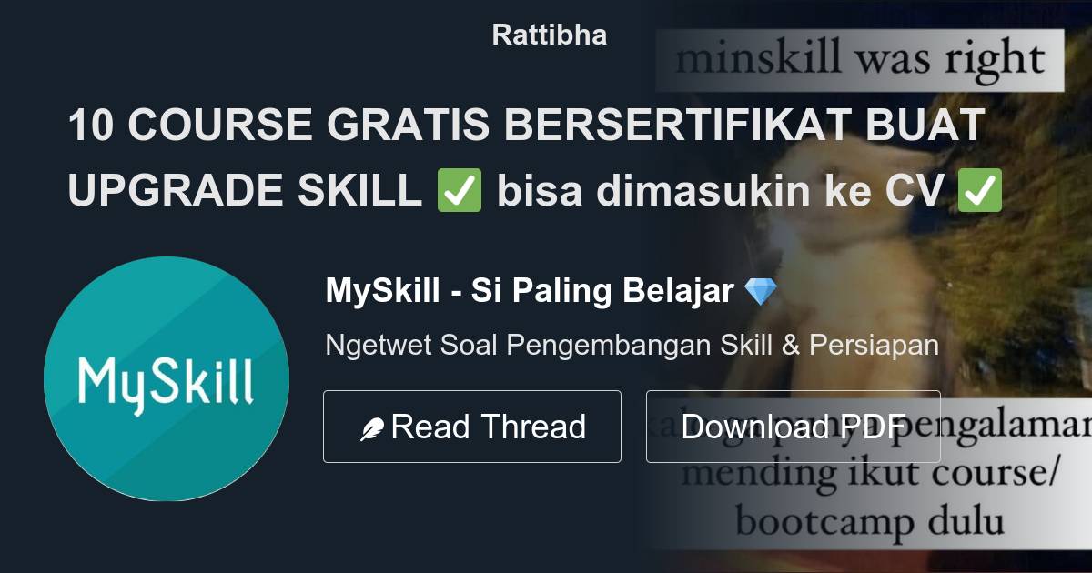 10 COURSE GRATIS BERSERTIFIKAT BUAT UPGRADE SKILL bisa dimasukin ke CV Upgrade skill gratis — a ...