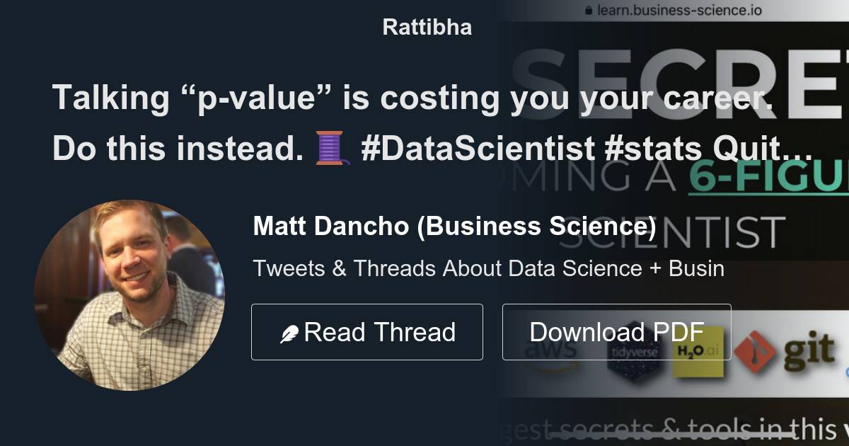 Talking “p-value” is costing you your career. Do this instead. 🧵 #DataScientist #stats - Thread ...