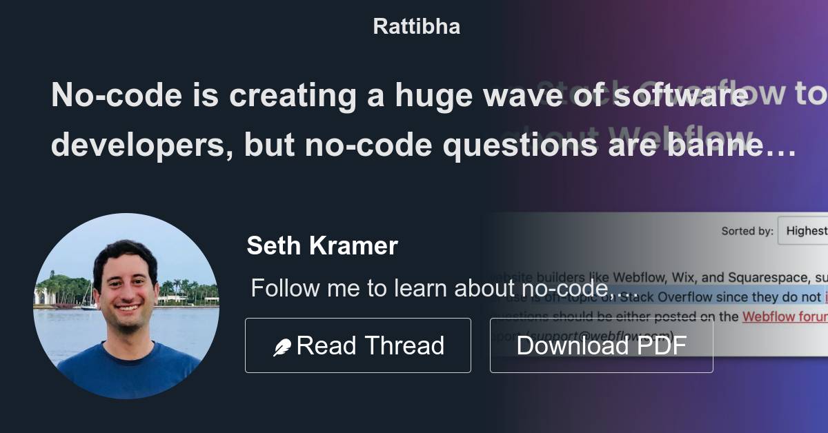 No-code is creating a huge wave of software developers, but no-code questions are banned from on ...