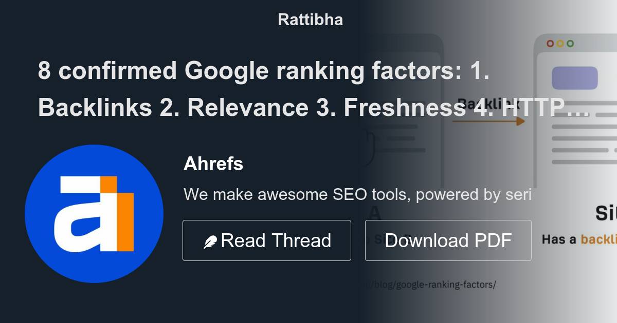 8 confirmed Google ranking factors: 1. Backlinks 2. Relevance 3 ...