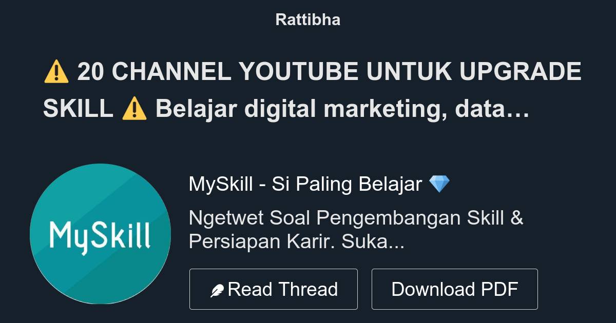 ⚠️ 20 CHANNEL YOUTUBE UNTUK UPGRADE SKILL ⚠️ Belajar digital marketing, data analyst, ui/ux ...