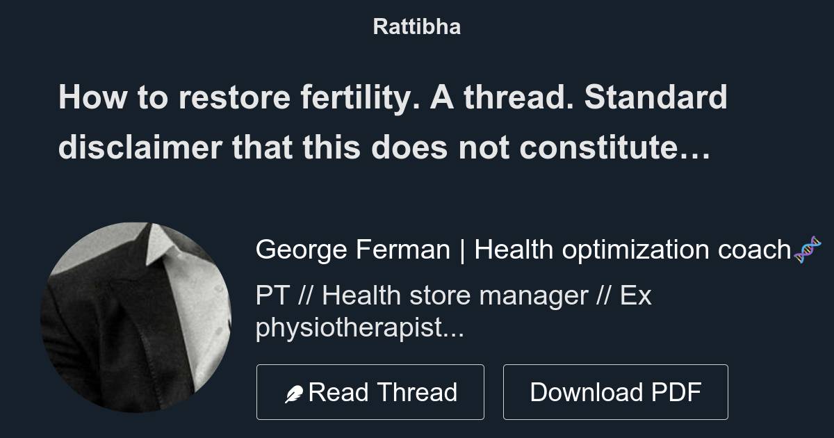 How to restore fertility. A thread. - المسلسل من George Ferman @Helios ...