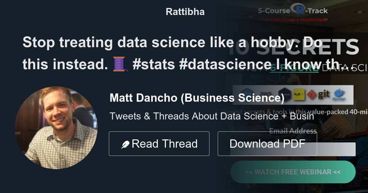 Stop treating data science like a hobby. Do this instead. 🧵 #stats #datascience - المسلسل من 🔥 ...