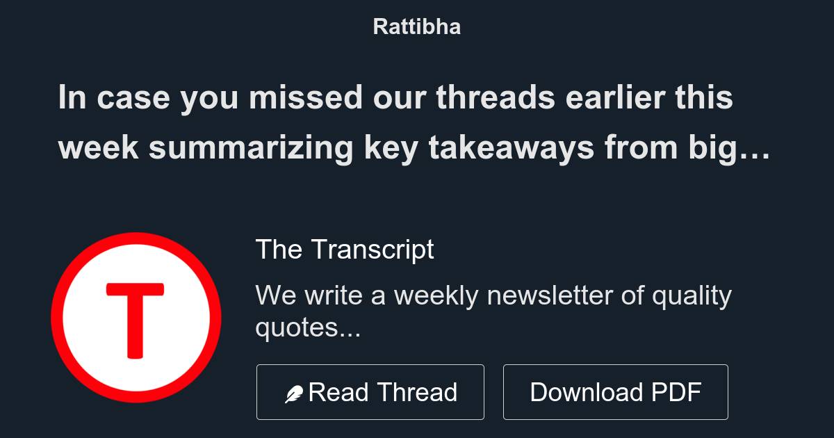 In case you missed our threads earlier this week summarizing key ...