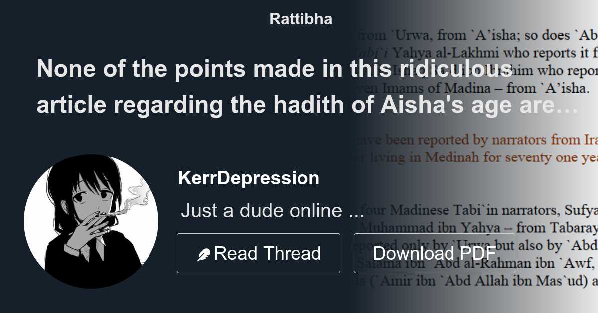 None of the points made in this ridiculous article regarding the hadith of Aisha's age are new ...