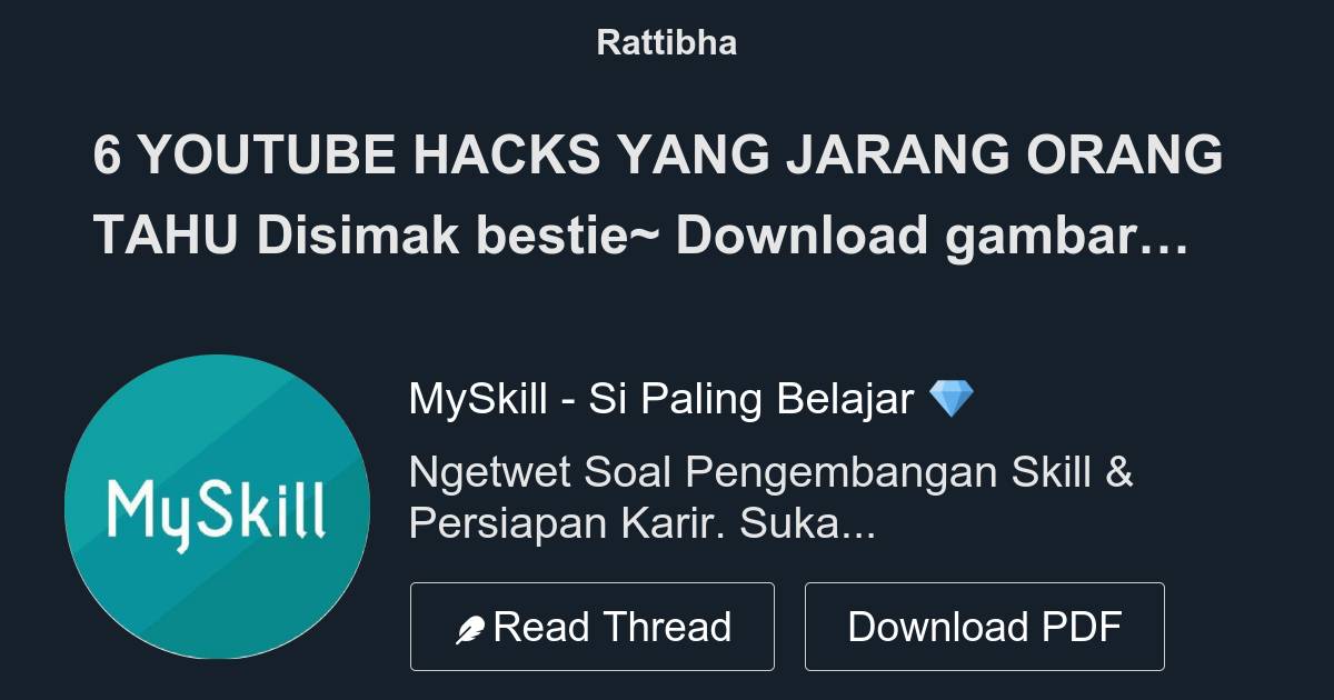 6 Youtube Hacks Yang Jarang Orang Tahu Disimak Bestie~ Thread From