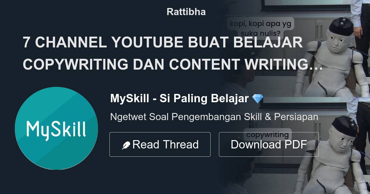7 CHANNEL YOUTUBE BUAT BELAJAR COPYWRITING DAN CONTENT WRITING Simak simak, biar punya skill ...