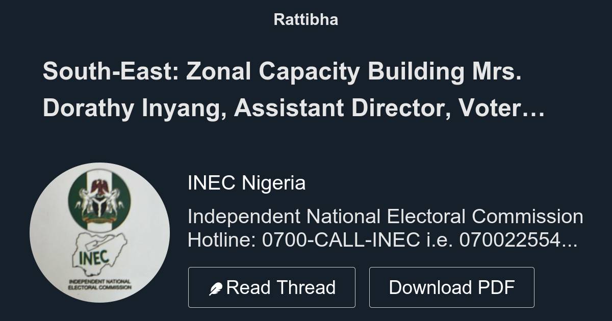 South-East: Zonal Capacity Building Mrs. Dorathy Inyang, Assistant ...