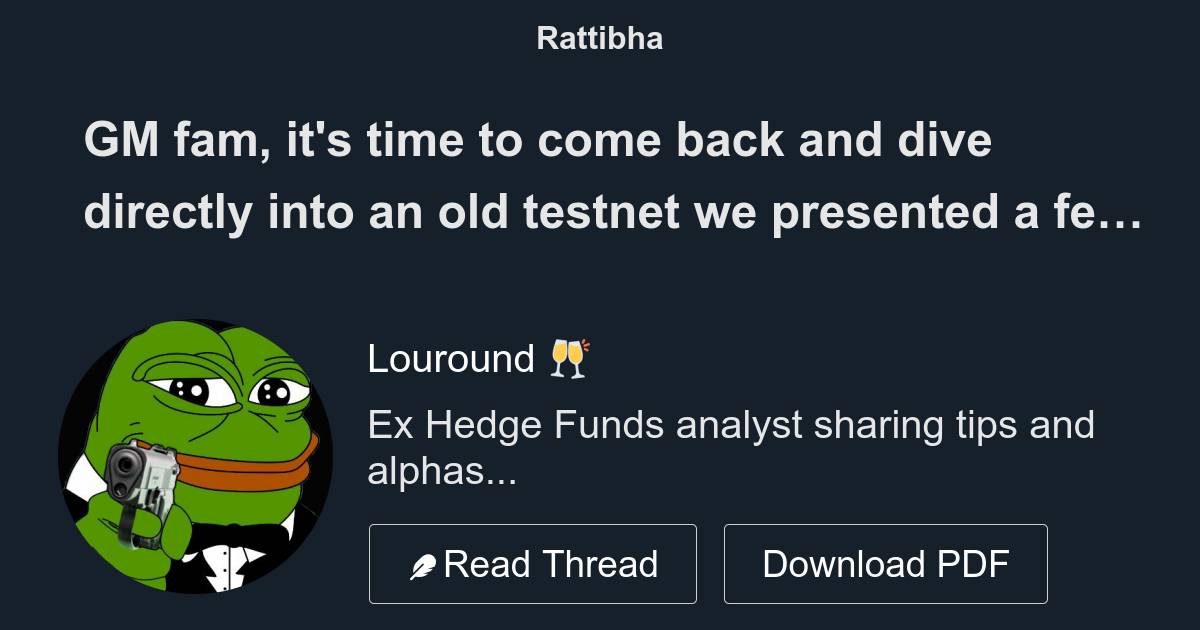 GM fam, it's time to come back and dive directly into an old testnet we ...