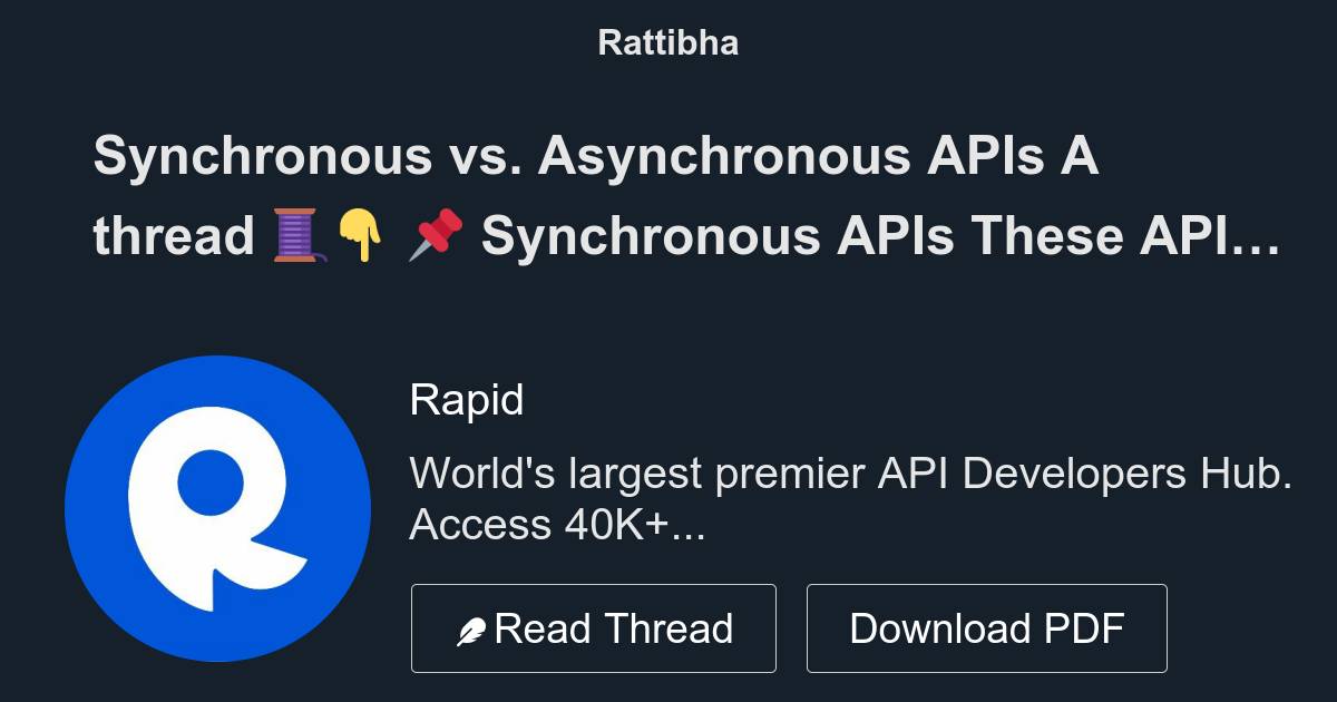Synchronous vs. Asynchronous APIs A thread 🧵👇 - المسلسل من Rapid @Rapid ...