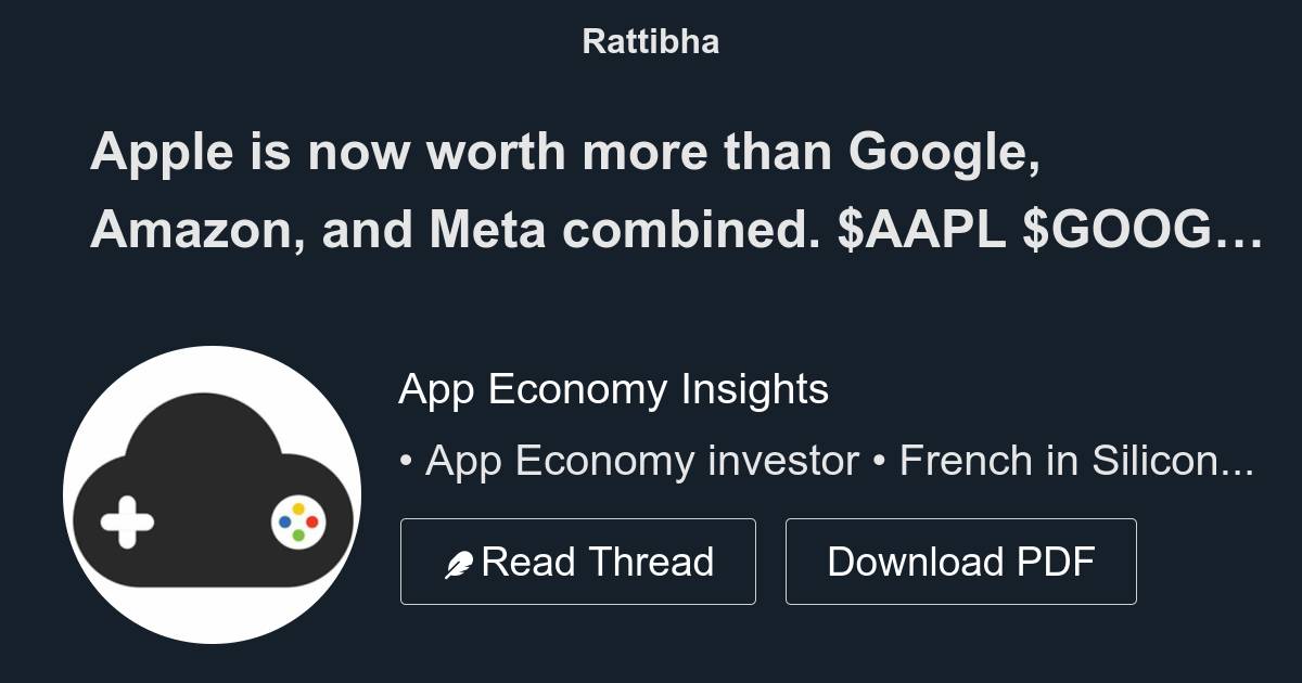 Apple is now worth more than Google, Amazon, and Meta combined. $AAPL $GOOG $AMZN $META - Thread ...