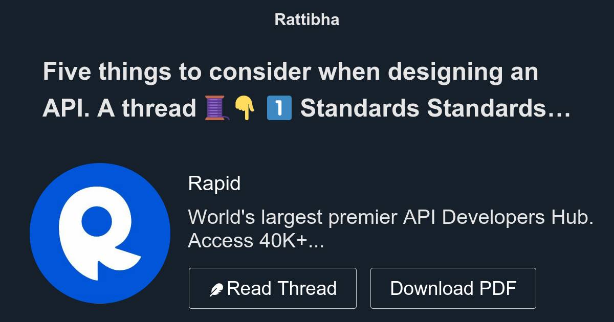 Five things to consider when designing an API. A thread 🧵👇 - Thread ...