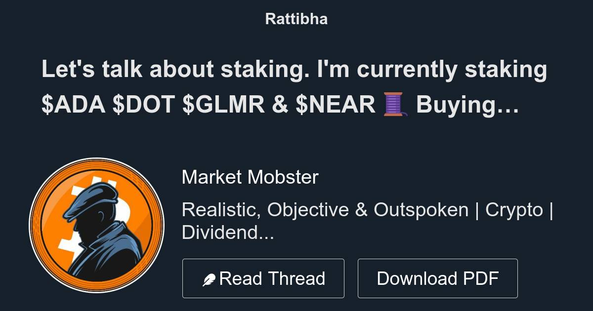 Let's talk about staking. I'm currently staking $ADA $DOT $GLMR & $NEAR ...