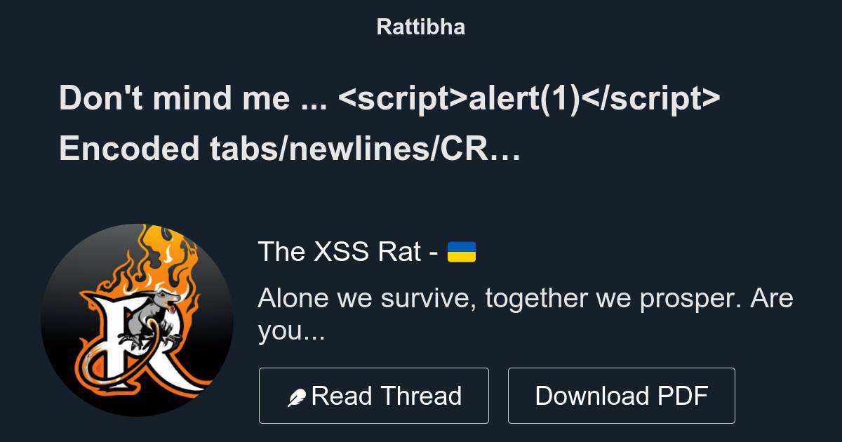 Dont Mind Me Alert 1 Encoded Tabs Newlines Cr Alert 1