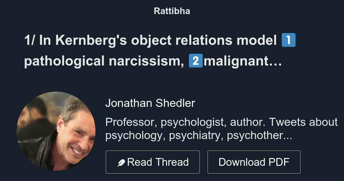1/ In Kernberg's object relations model 1️⃣pathological narcissism, 2️⃣malignant narcissism ...