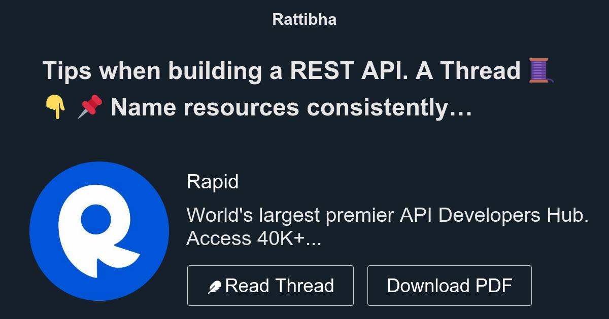 Tips when building a REST API. A Thread 🧵👇 - Thread from Rapid @Rapid ...