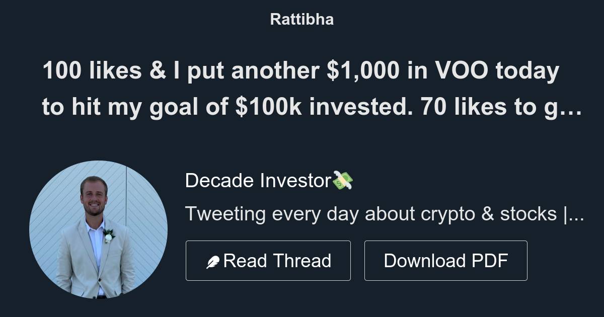 100 likes & I put another $1,000 in VOO today to hit my goal of $100k ...